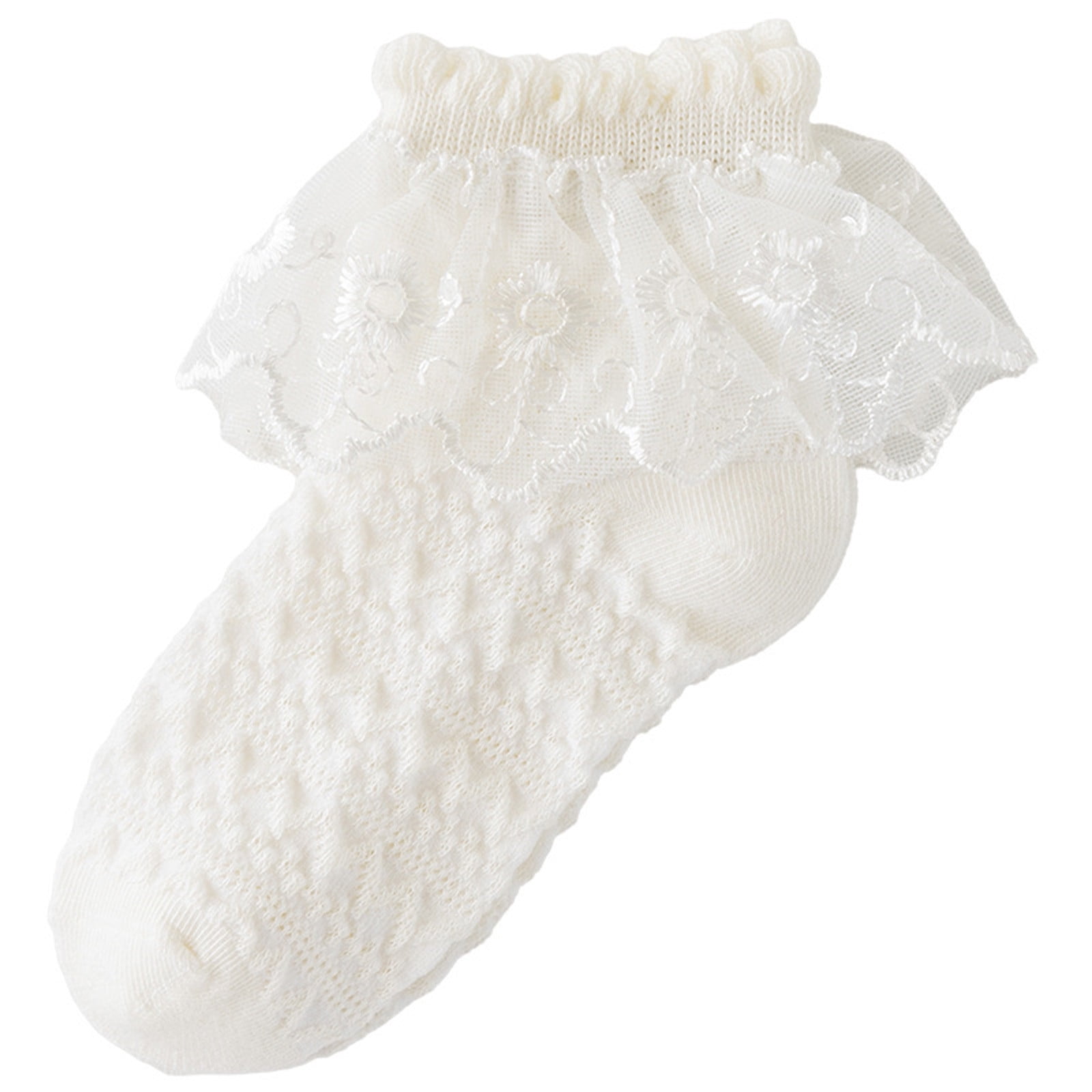 CYMMPU Little Girls White Lace Ruffle Frilly Socks Dress Sock Girls ...
