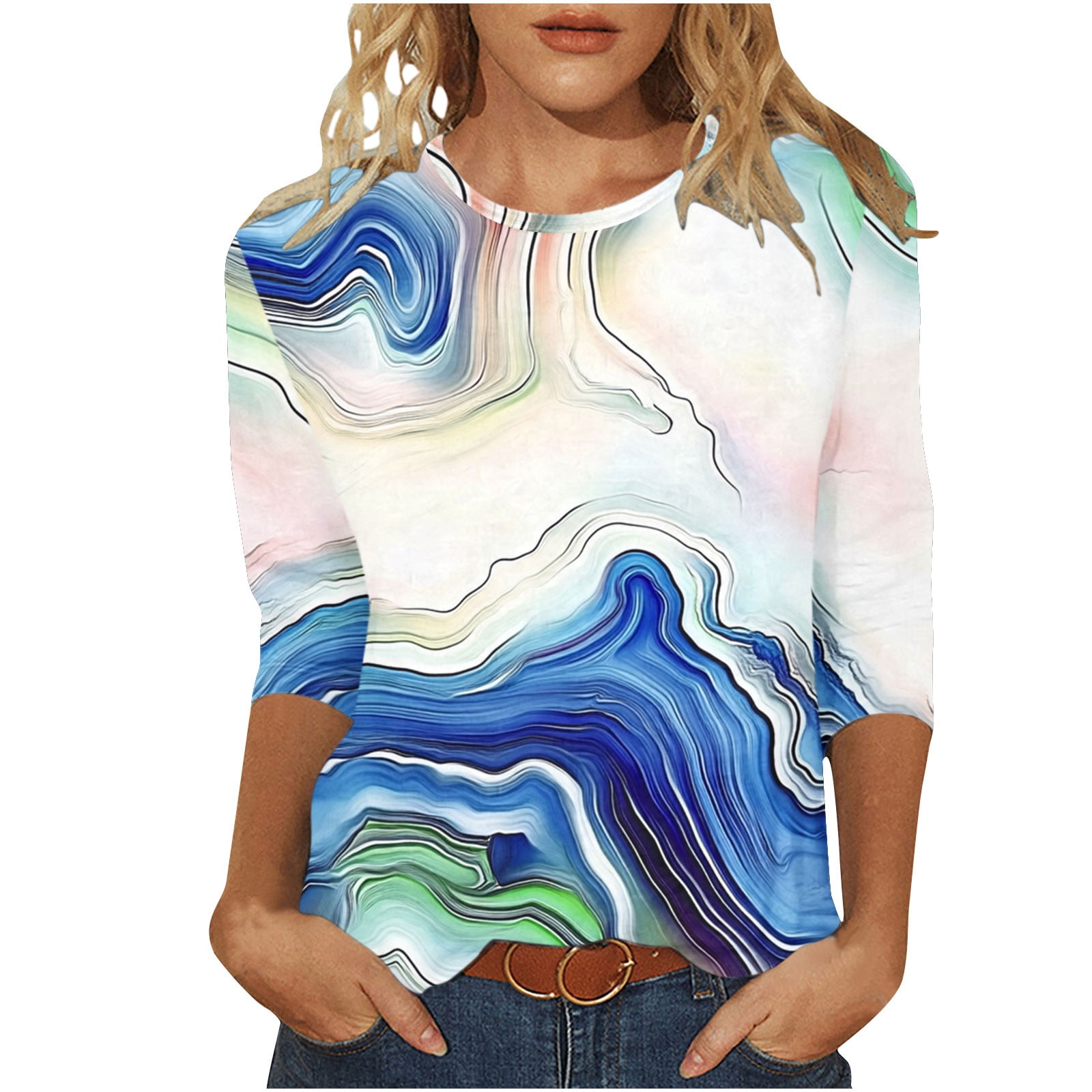 CYMMPU Loose Fit Round Neck T-Shirts Spring Tops Summer Trendy Shirts ...