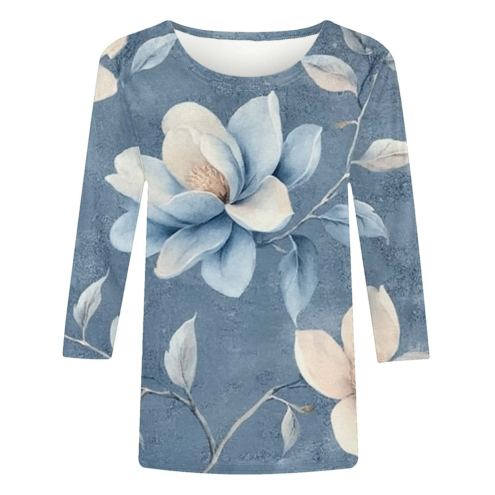 CYMMPU Spring Tops Crew Neck Summer Trendy Shirts Loose Fit Tunic Tops ...