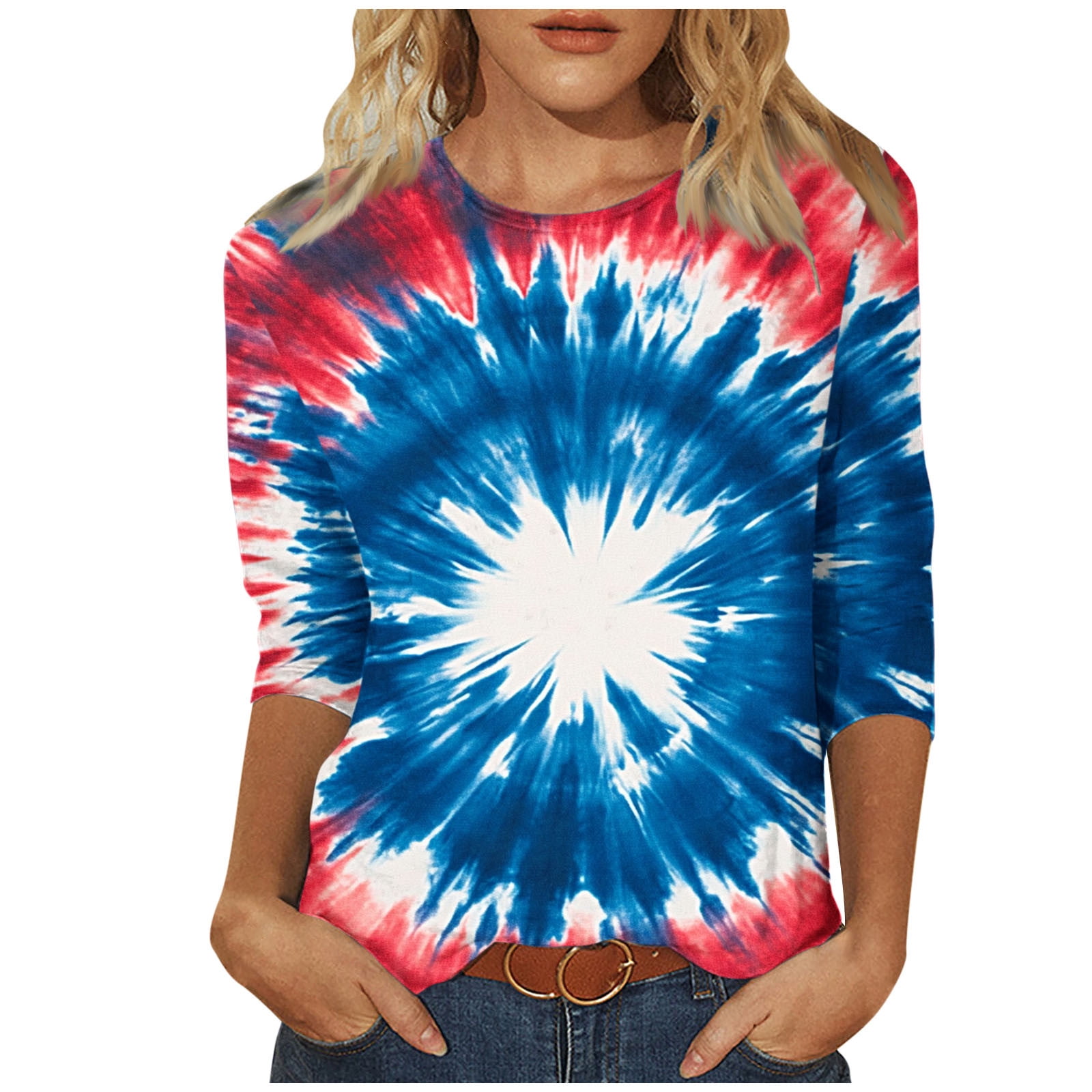 CYMMPU Spring Tops Round Neck Summer Trendy Shirts Blouses for Women ...