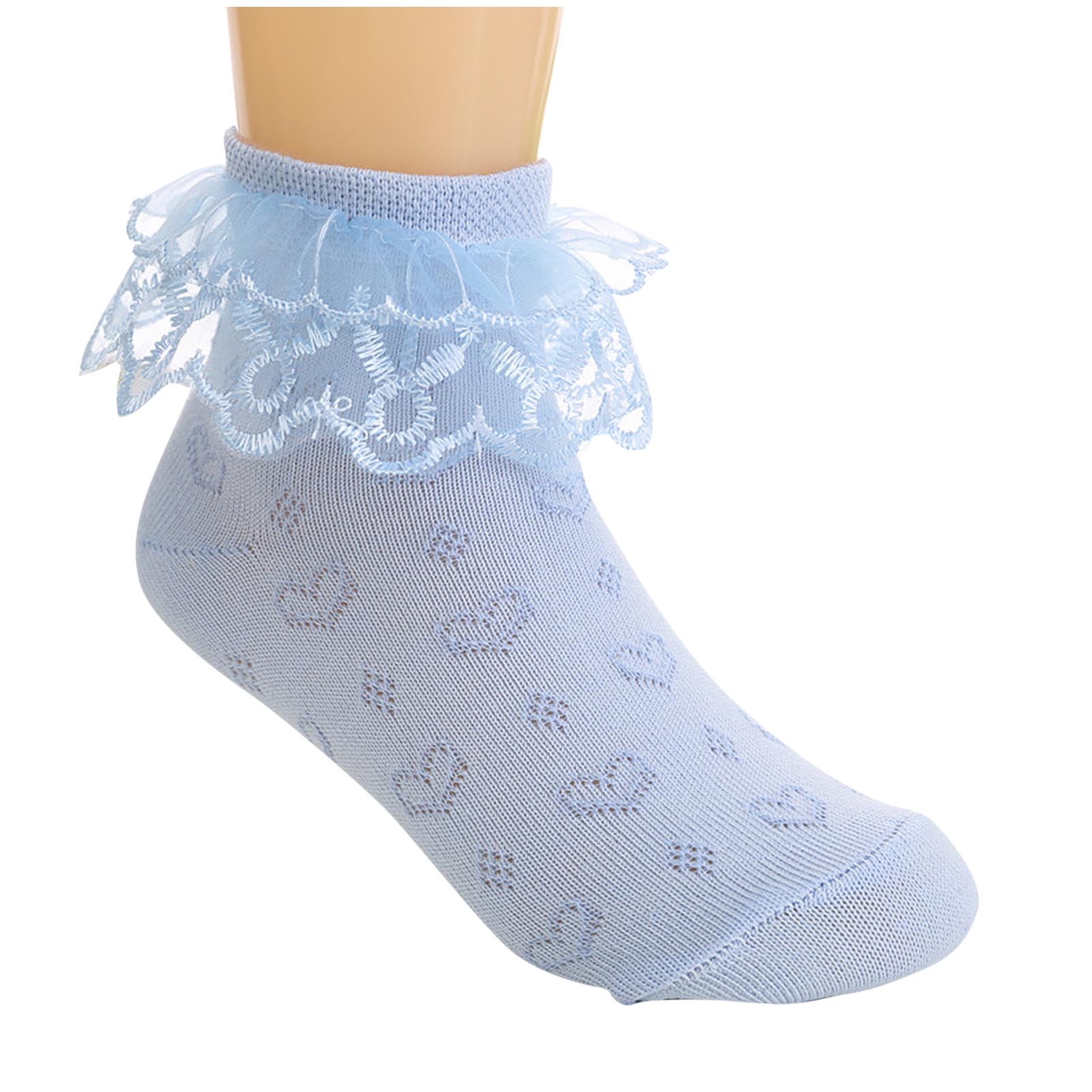 CYMMPU Toddler Baby Girls Ruffle Lace Socks Eyelet Mesh Cotton Frilly ...