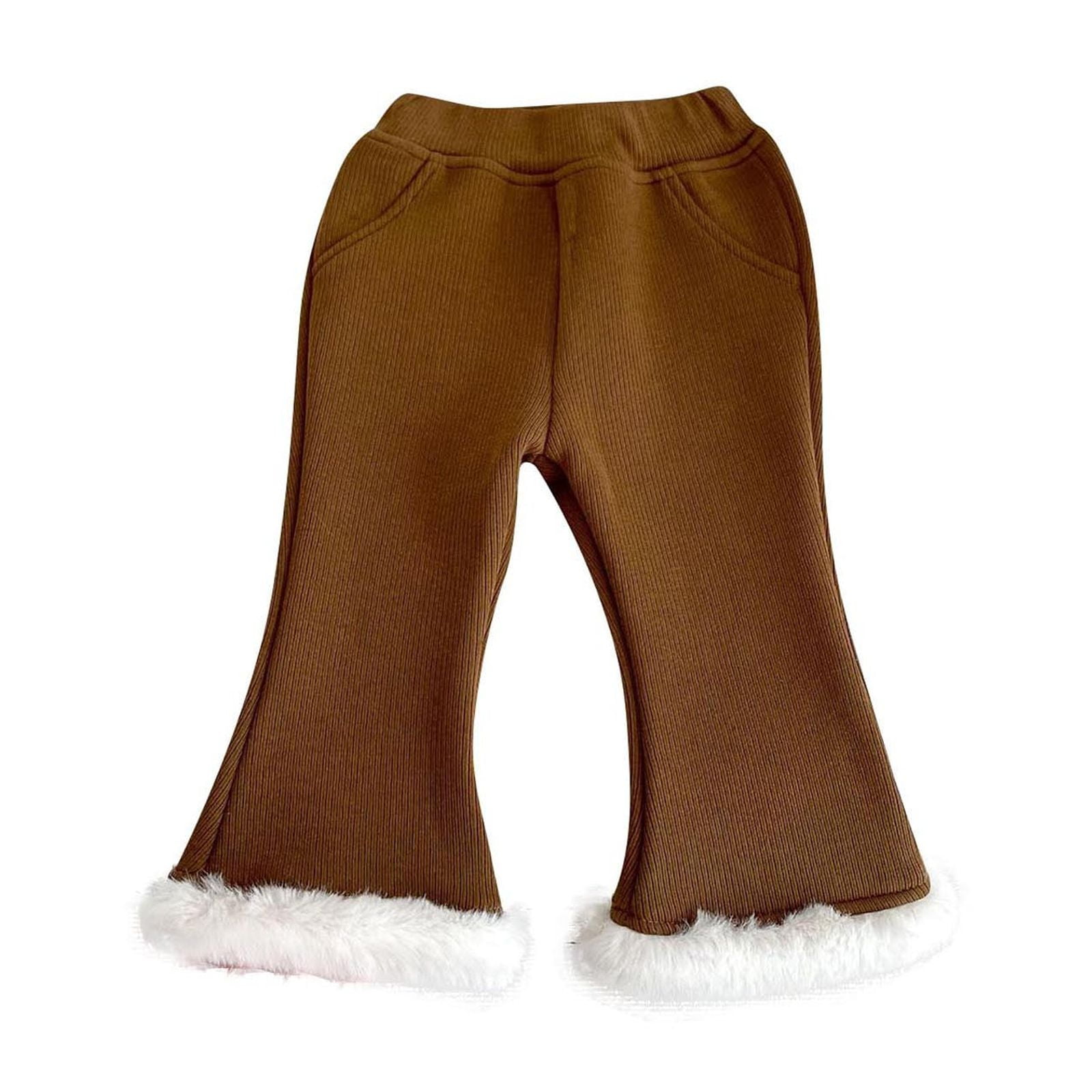 CYMMPU Toddler Girls Bell Trousers Kids Winter Flare Bottom Ruffle ...