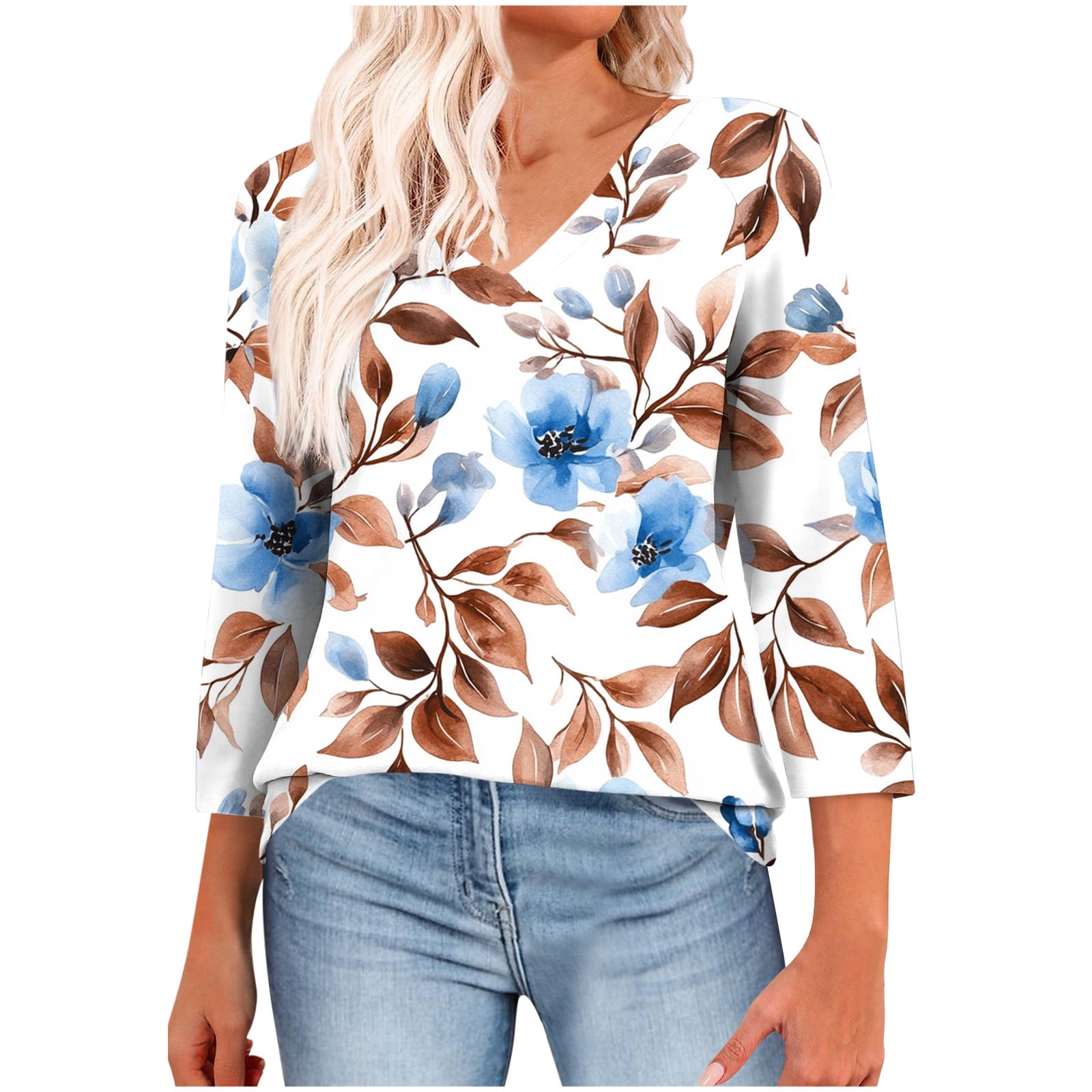CYMMPU Women's Basic Tees Tunic Tops Vintage V-Neck Business Work ...