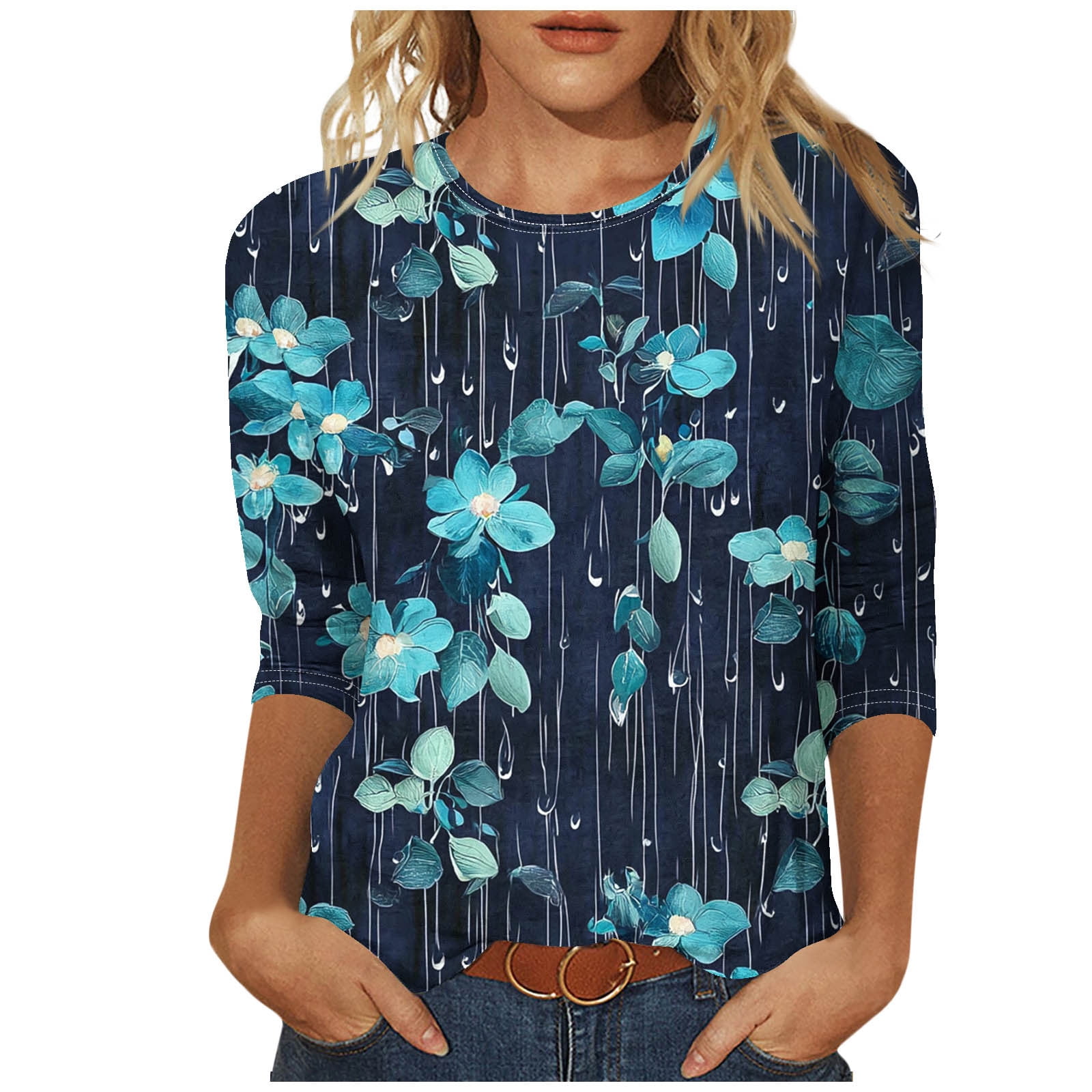 CYMMPU Women's Business Work Blouses Tunic Tops Crewneck Basic Tees ...