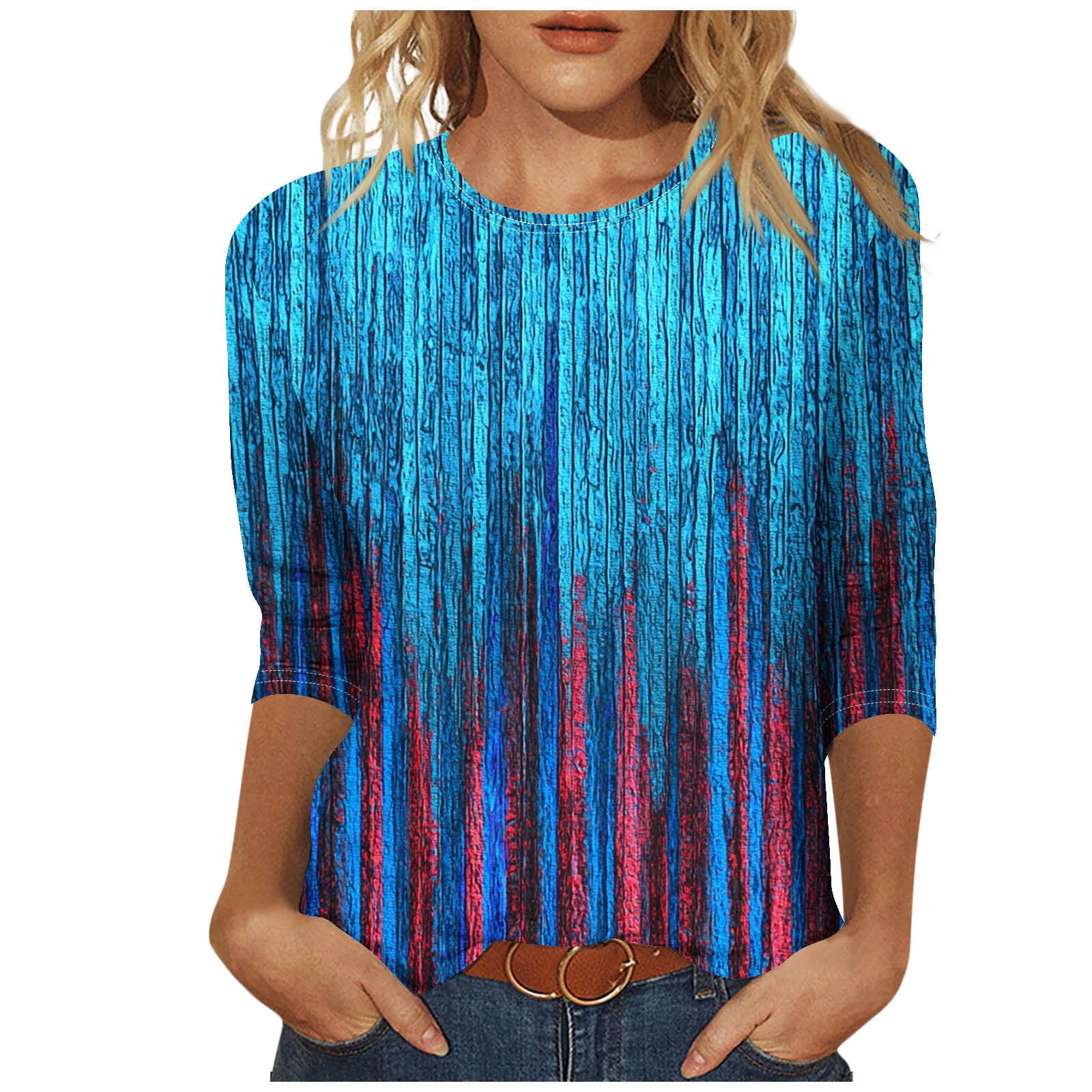 CYMMPU Women's Business Work Blouses Tunic Tops Crewneck Basic Tees ...