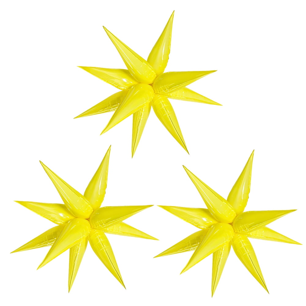 CYMYLAR 3 Star Balloons,26 inch Macaron Yellow Exploding Star Foil ...