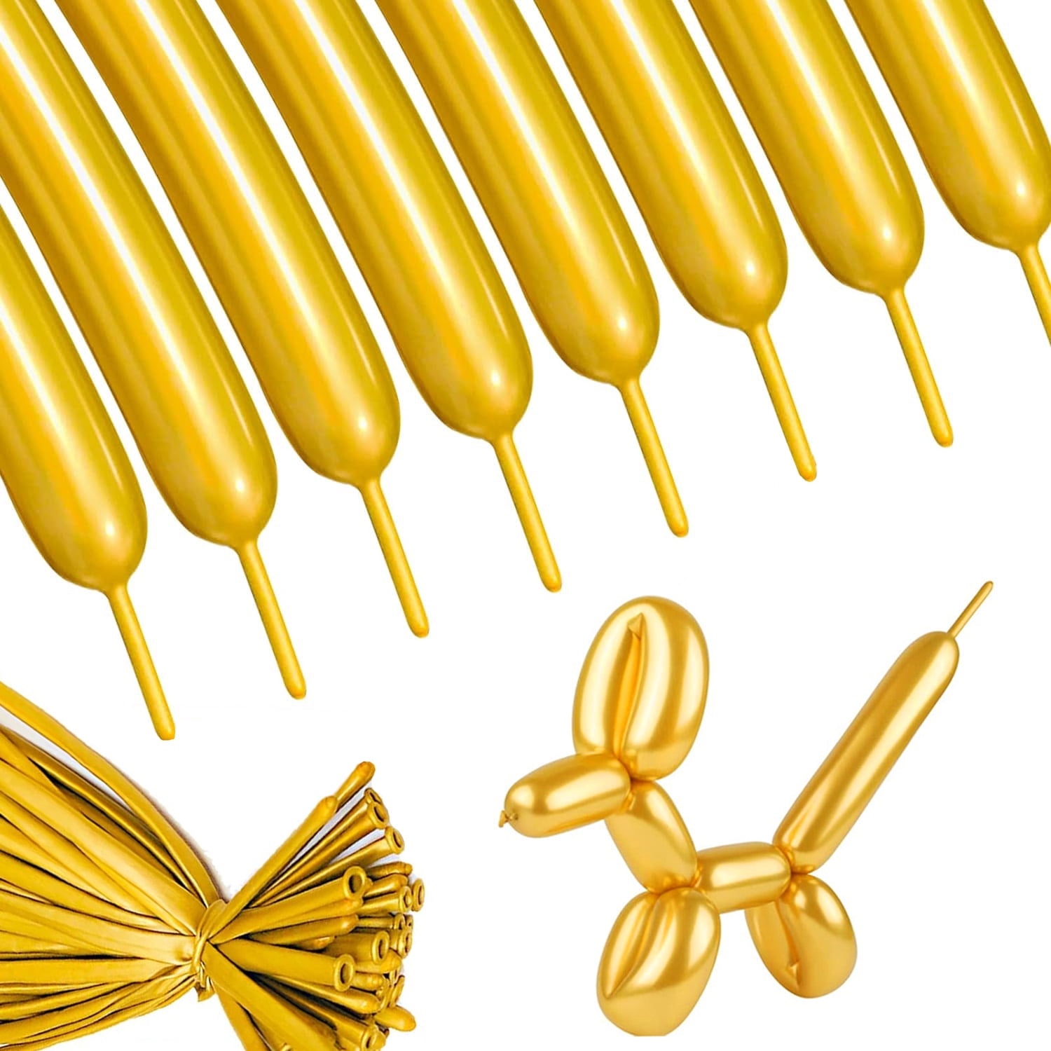 CYMYLAR Gold 260q Long Strip Thickened Latex Balloon, Diy Style ...