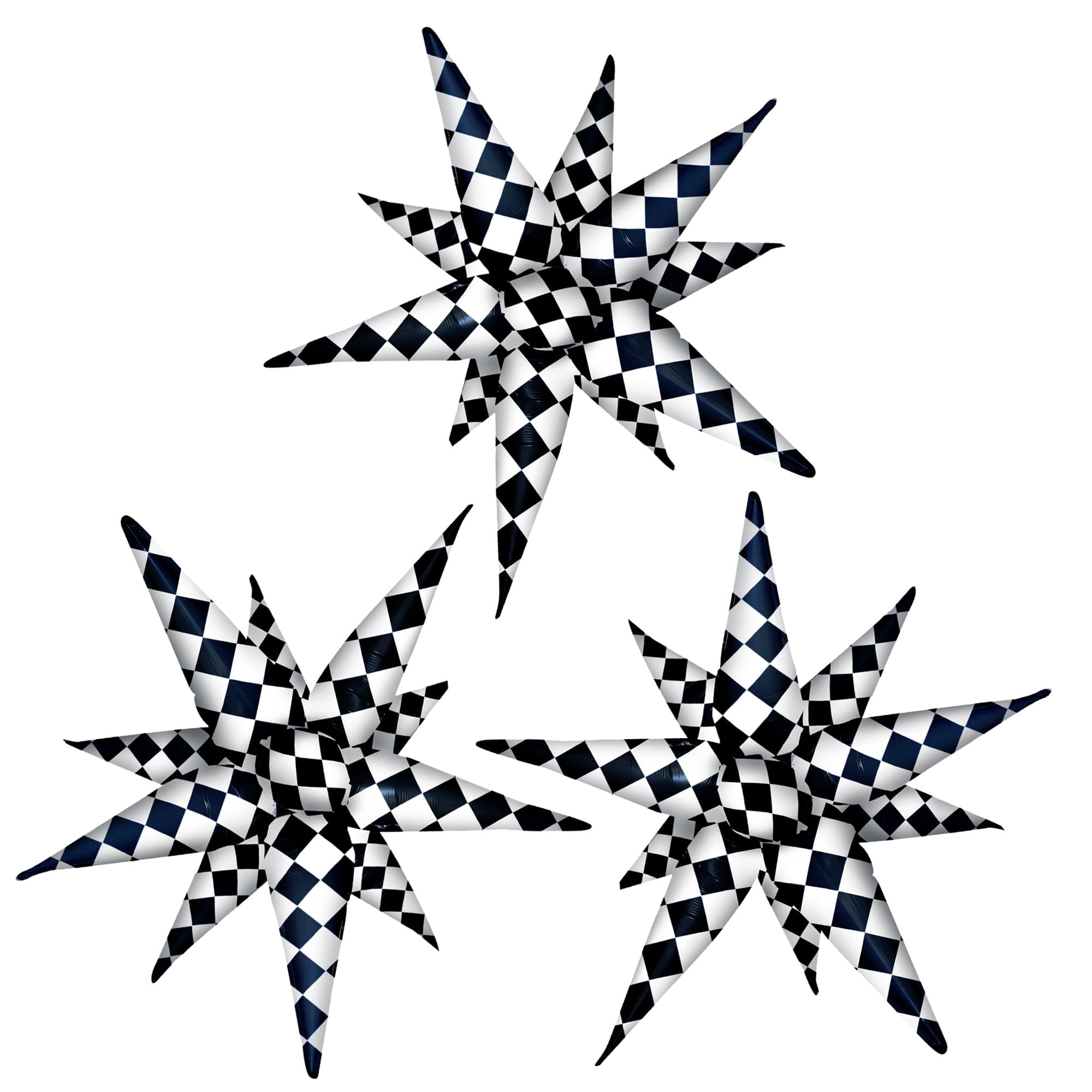 CYMYLAR Star Balloons,26 Inch Black and White Checkered Exploding Star ...