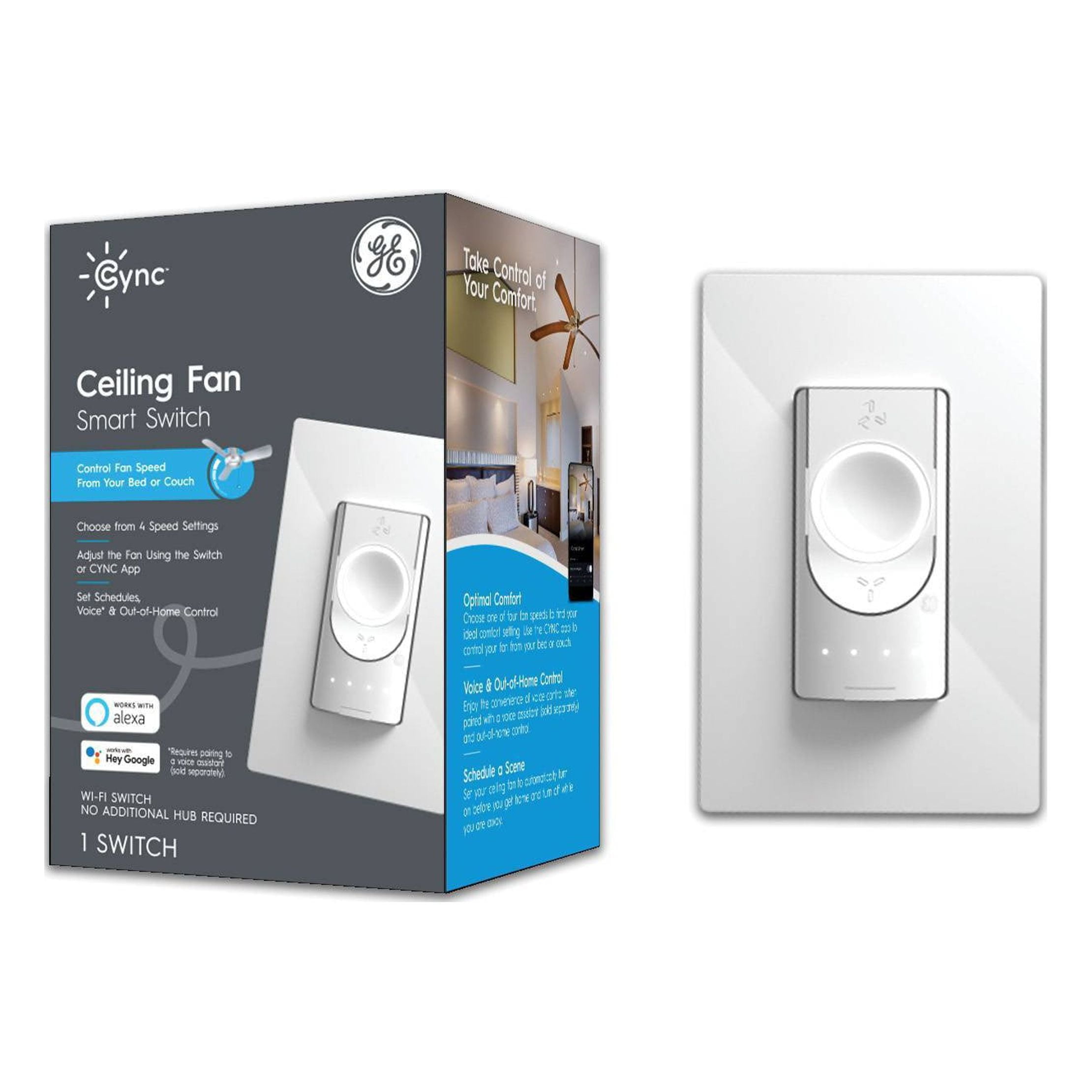 CYNC Smart Ceiling Fan Switch: Remote Control, Electric Light Switch ...