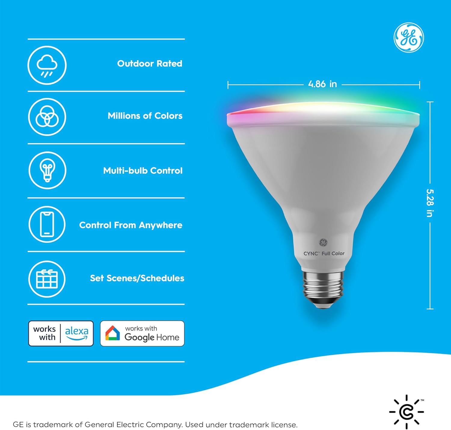 CYNC Smart PAR38 Flood Light Bulb - WiFi & Bluetooth Color Changing RGB ...
