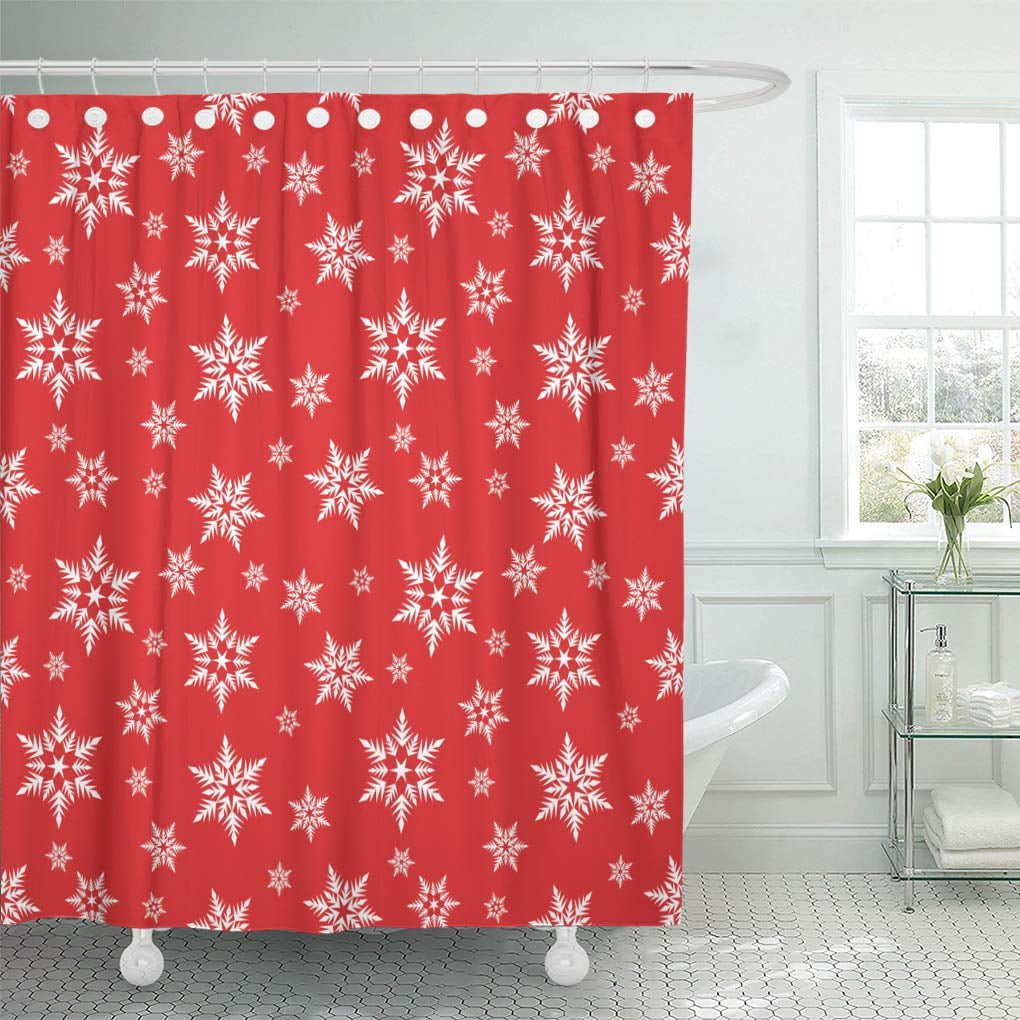 Cynlon Abstract White Snowflakes Snow On Red Winter Christmas Pattern
