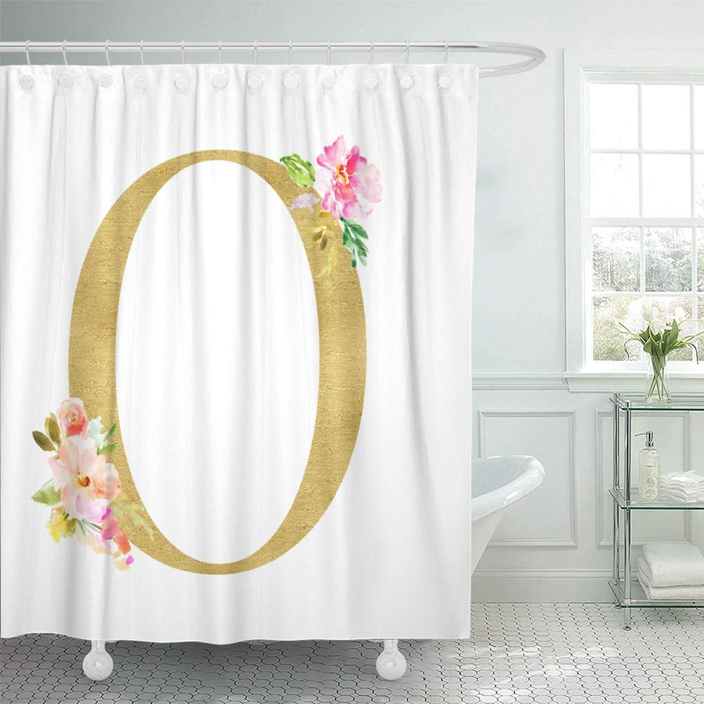 CYNLON Alphabet Gold Monogram Letters Watercolor Flowers Cute Floral ...