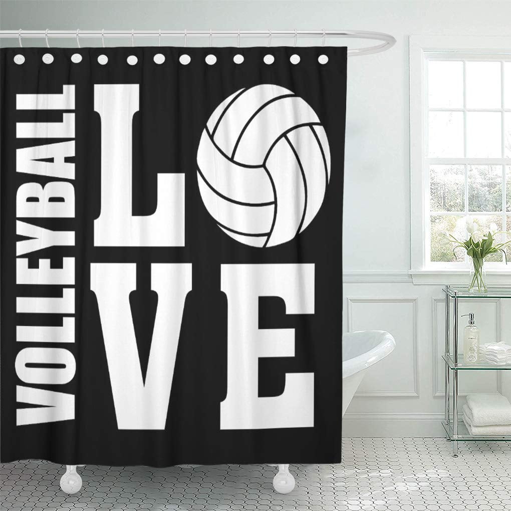 CYNLON Beach Volleyball Love Black Sports Scatter Bathroom Decor Bath ...