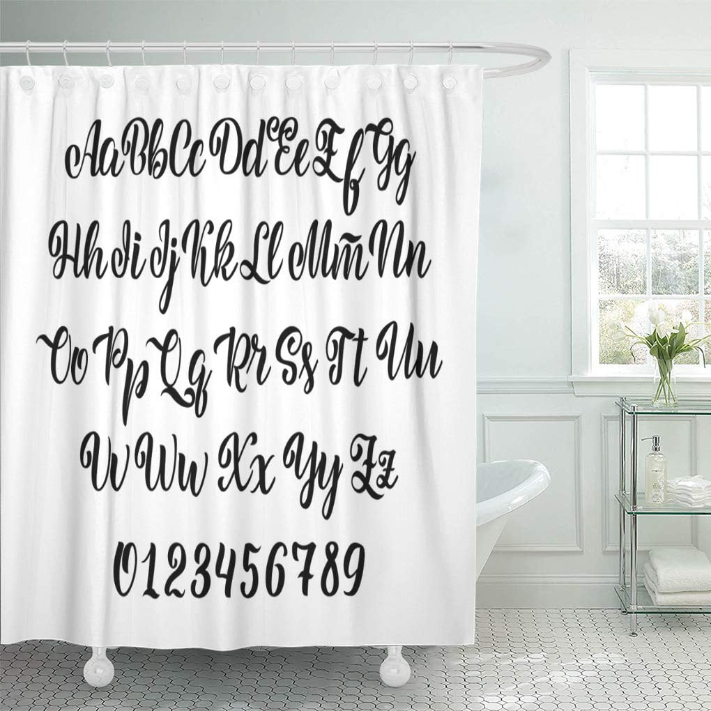 CYNLON Black Cursive Typeface Brush Letters Handwritten Script Alphabet ...