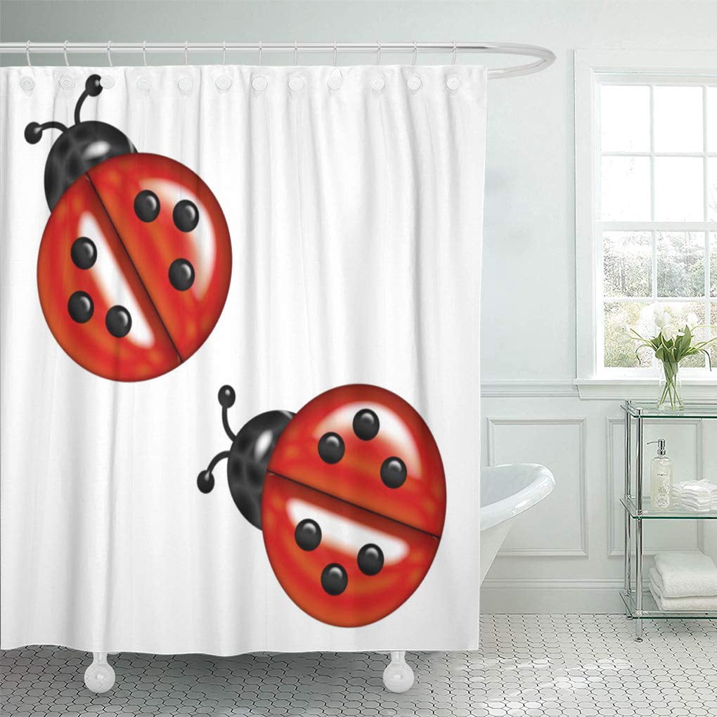 CYNLON Black Cute and Red Ladybugs Lady Bug Polka Dots Bathroom Decor ...