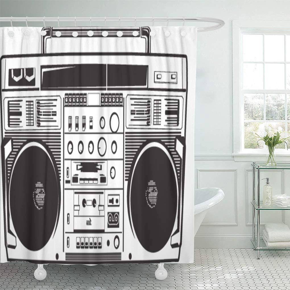 CYNLON Black Hip Vintage Boom Box Ghetto Blaster Stereo White Bathroom ...