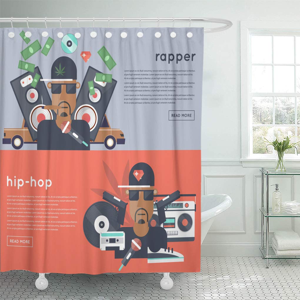 CYNLON Black Rapper Rap and Hip Hop Music Place Flat Bathroom Decor ...