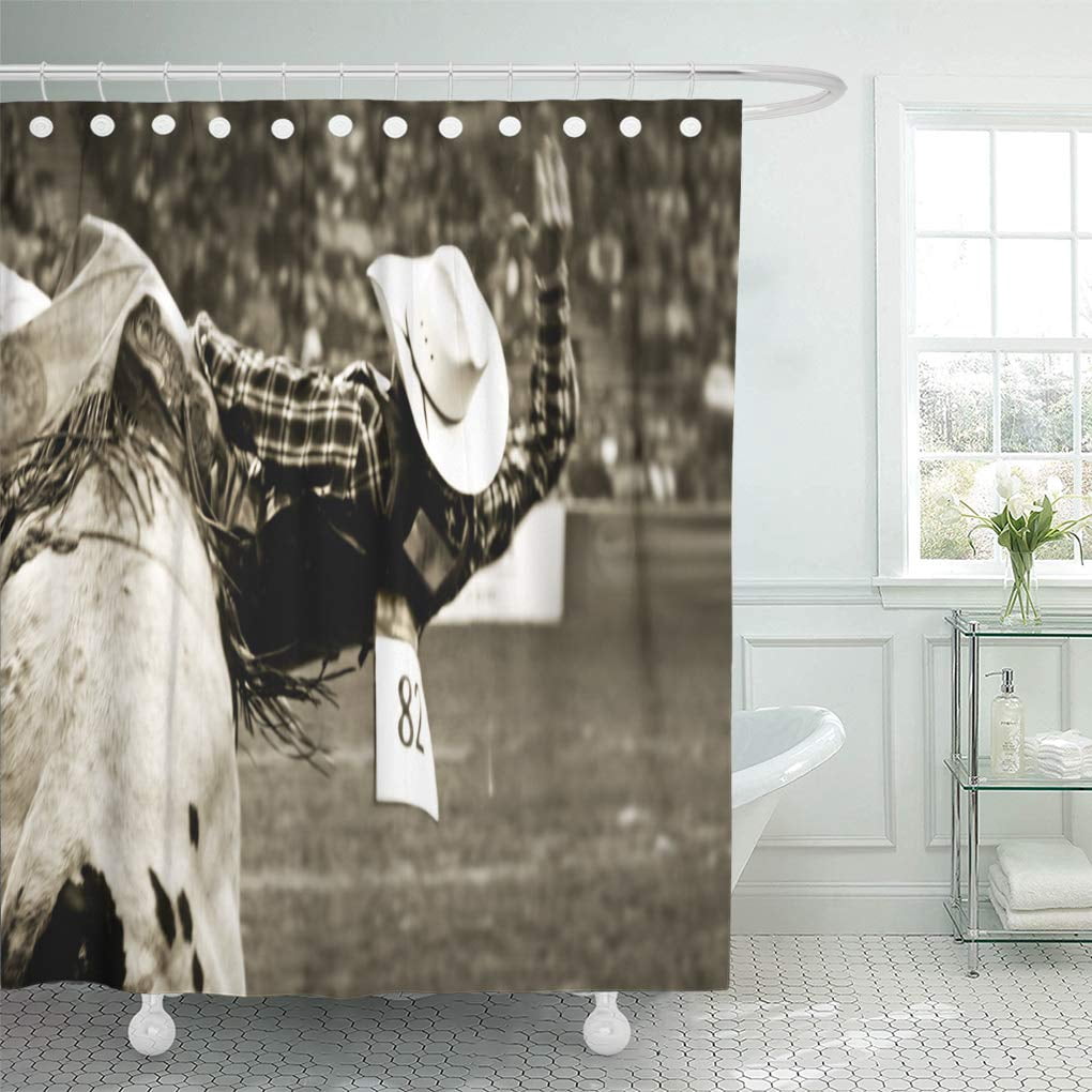 CYNLON Black Ride Rodeo Bull Rider in Focus and Vintage Bathroom Decor ...