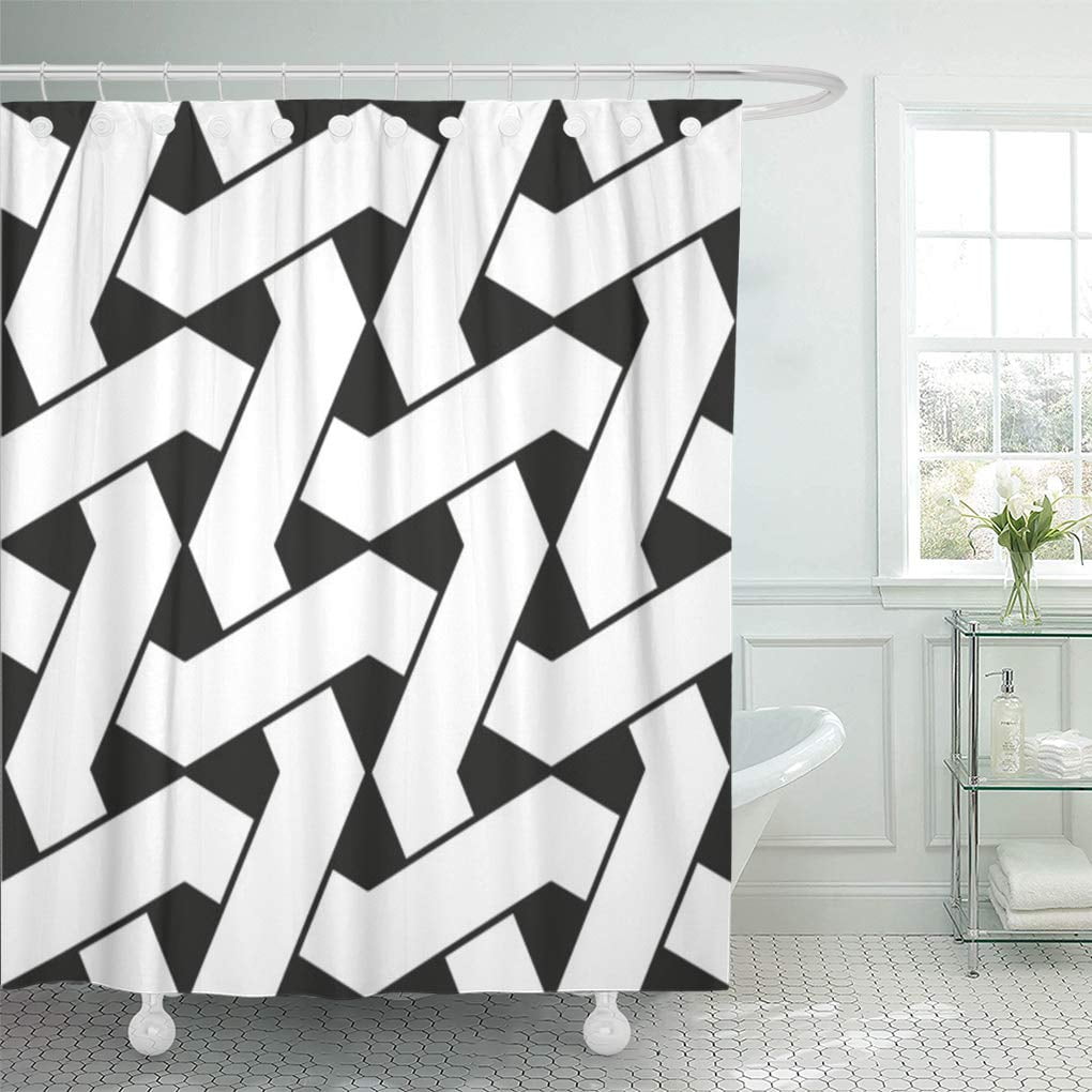 Cynlon Black And White Interlacing Wide Lines Abstract Modern Geometric
