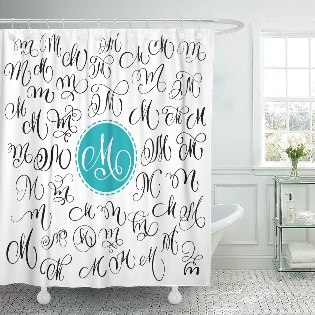 CYNLON Black of Letter M Script Written Ink Handwritten Brush Bathroom ...