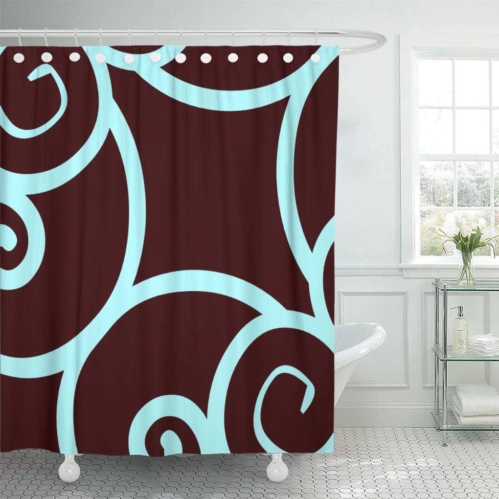 Teal And Brown Shower Curtain