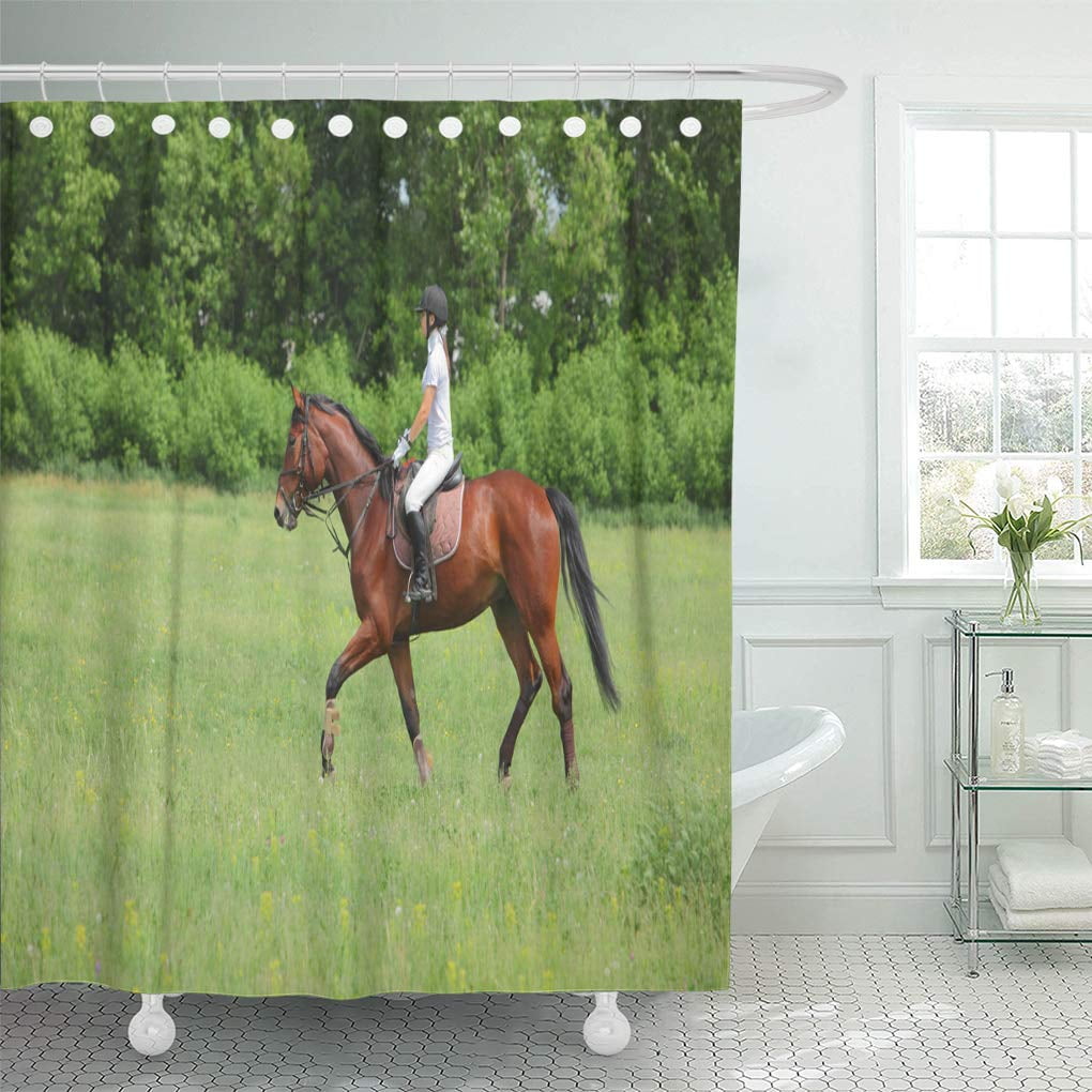CYNLON Brown Equestrian Girl Rider Trains The Horse in Riding Bathroom ...