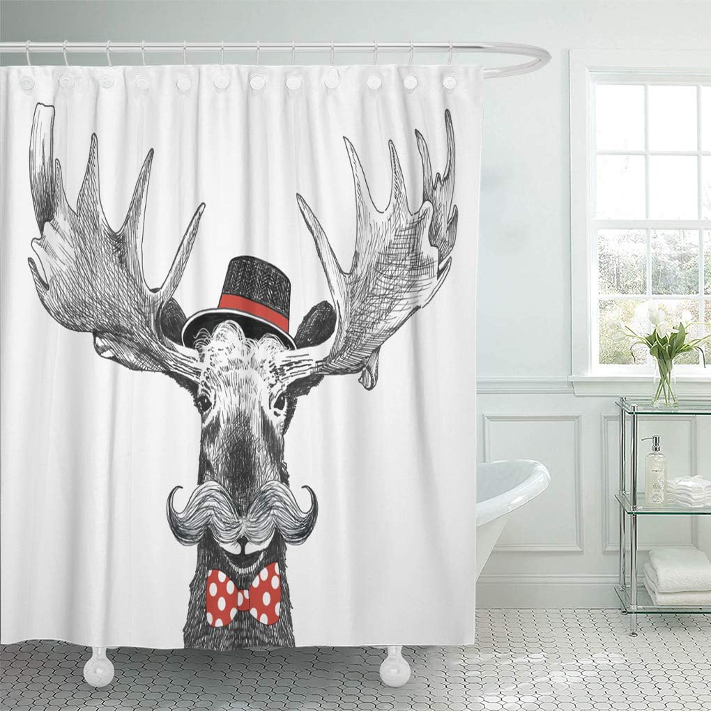 CYNLON Cartoon Hipster Moose Large Handlebar Mustache Cool Hat Bathroom ...