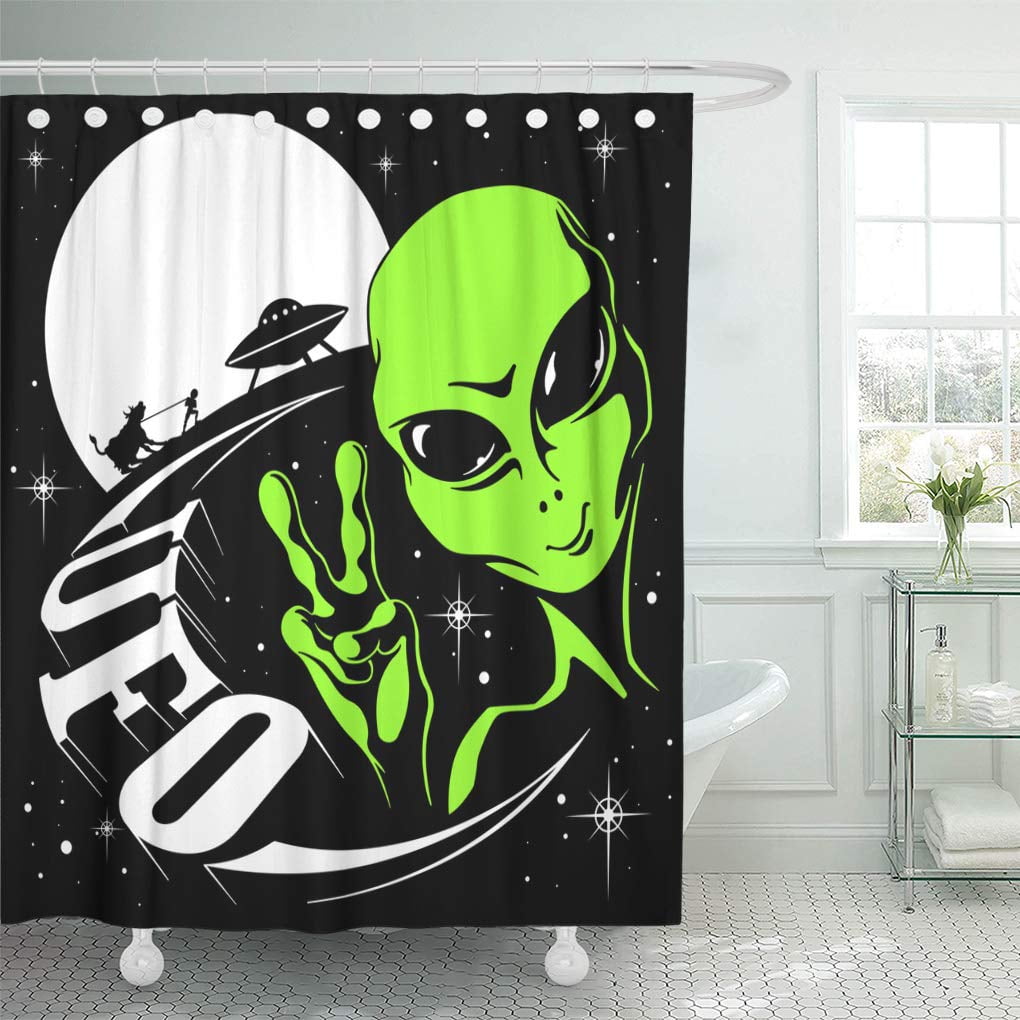 CYNLON Cartoon Planet Alien UFO Welcomes Against Moon Astronomy Drawn ...