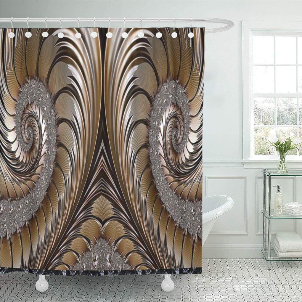 CYNLON Chic Diamond Bronze Gold Bathroom Decor Bath Shower Curtain ...