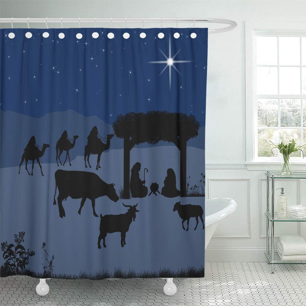 CYNLON Christmas Nativity Scene Baby in The Manger Mary Bathroom Decor ...