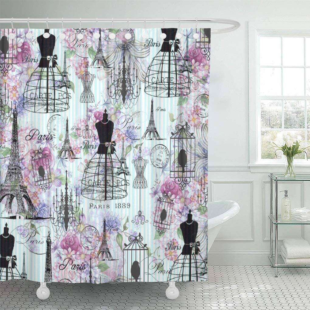 CYNLON Collage Vintage Typo Mannequin Pink Floral Stripes Flowers Blush ...