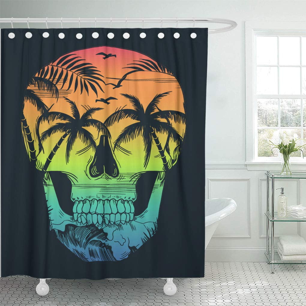 CYNLON Colorful Surf Beach Skull and Tee Florida Summer Surfer Bathroom ...