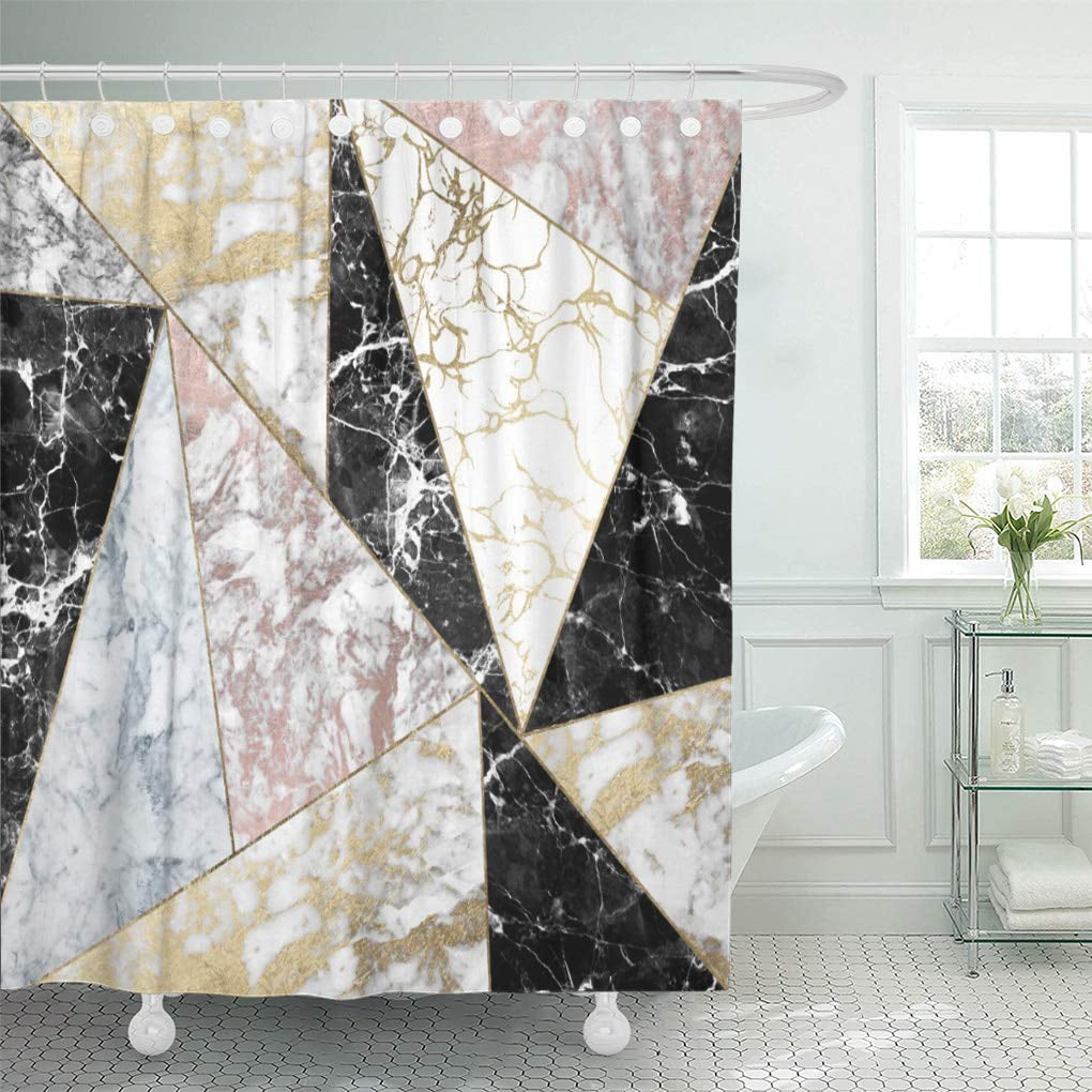 Cynlon Elegant Faux Rose Gold Black White Luxury Bathroom Decor Bath