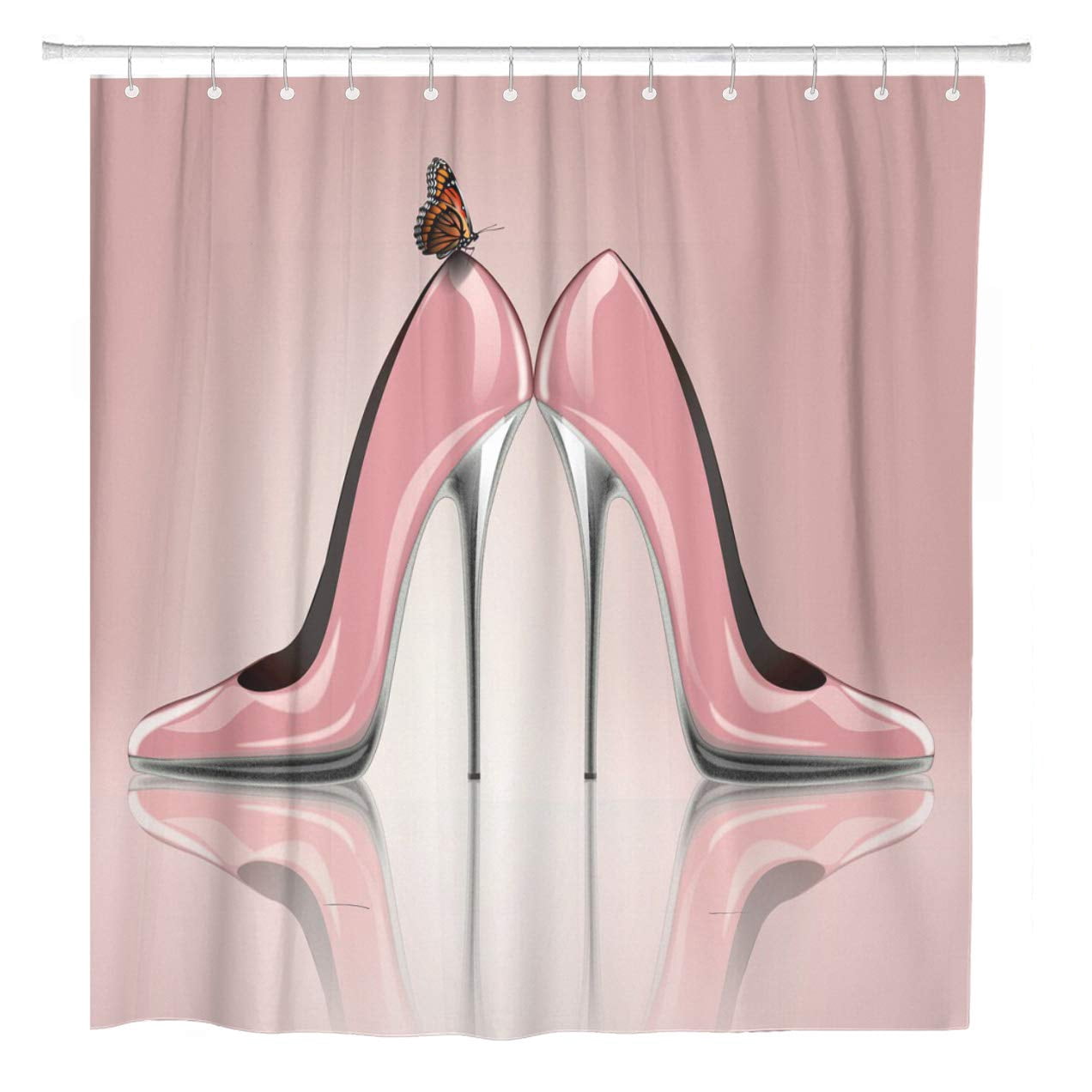 CYNLON Elegant Pink High Heel Shoes Butterfly Symbol for Wedding ...