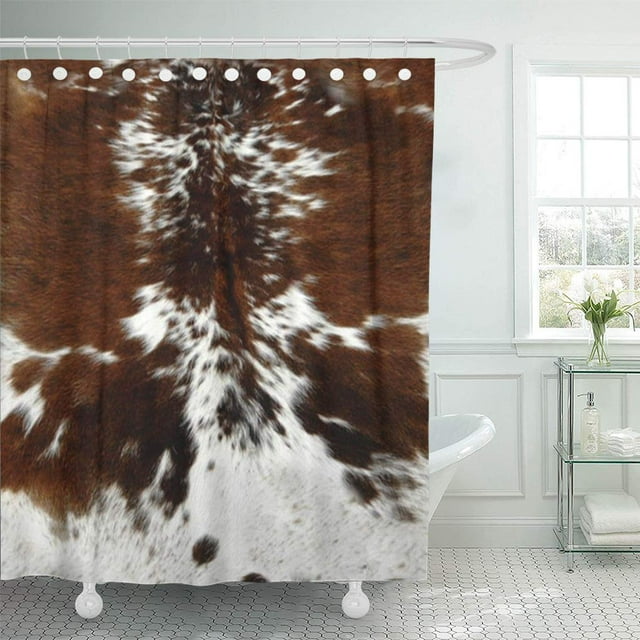 CYNLON Faux Tri Color Brown Cowhide Skin Wild Bathroom Decor Bath ...