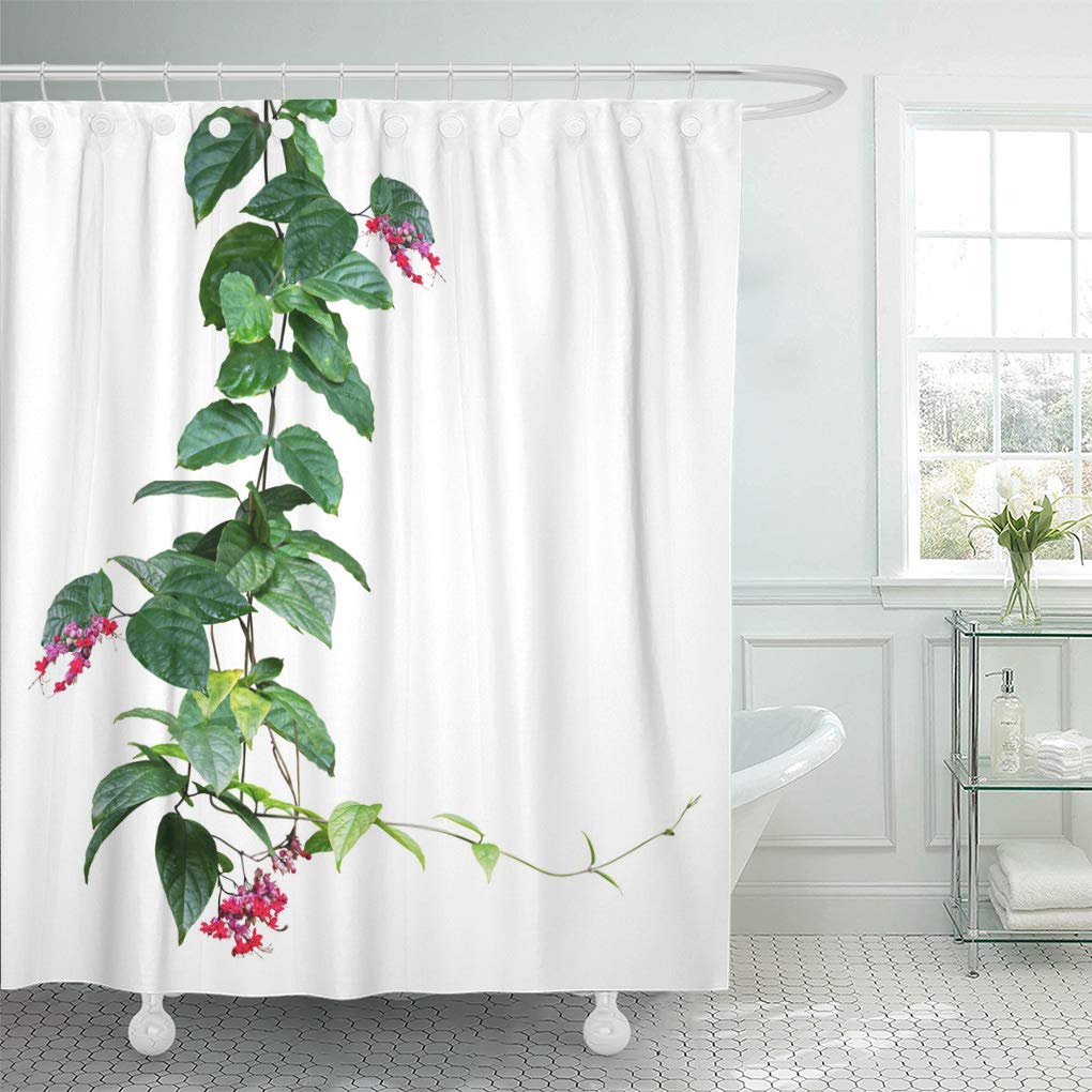 CYNLON Foliage Green Ivy and Flower Plant Nature Vine Leaves Bathroom ...