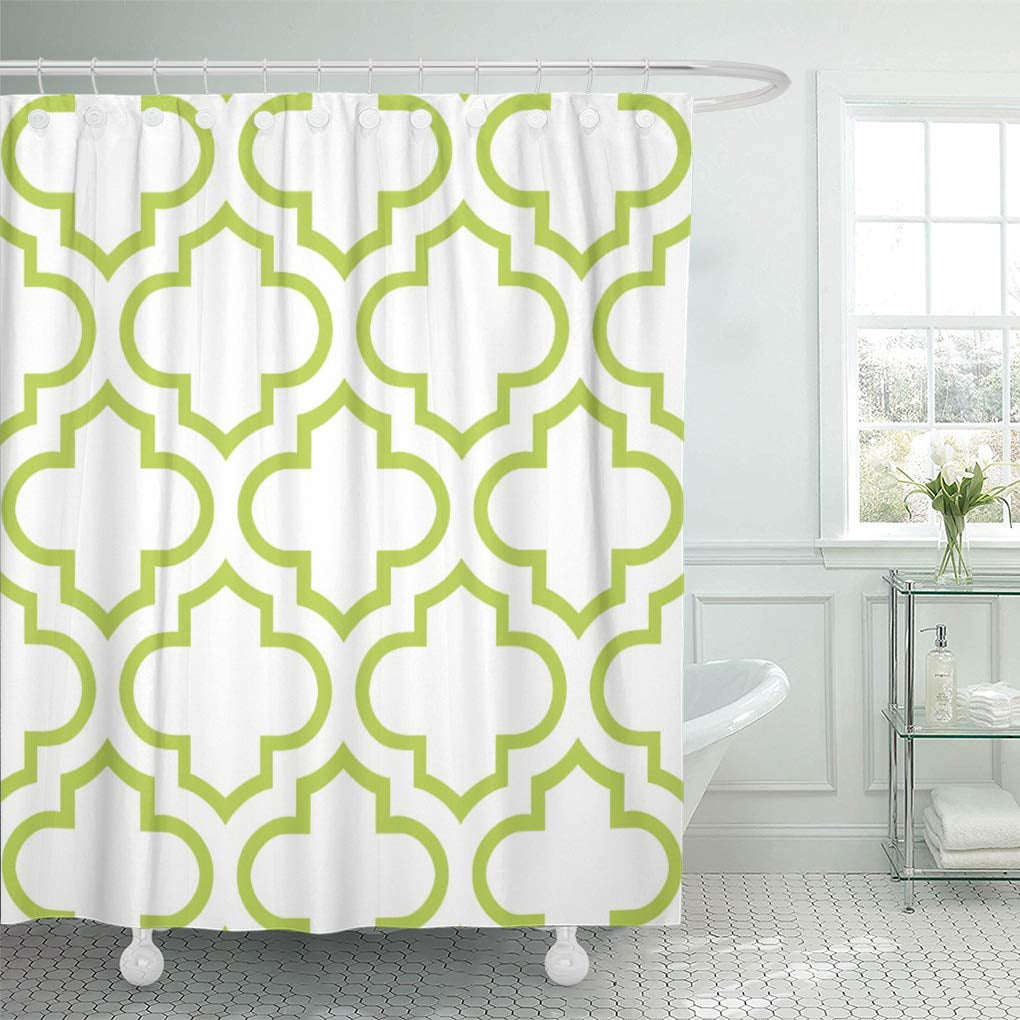 CYNLON Lattice Moroccan Pattern in Green Quatrefoil Lime Chartreuse ...