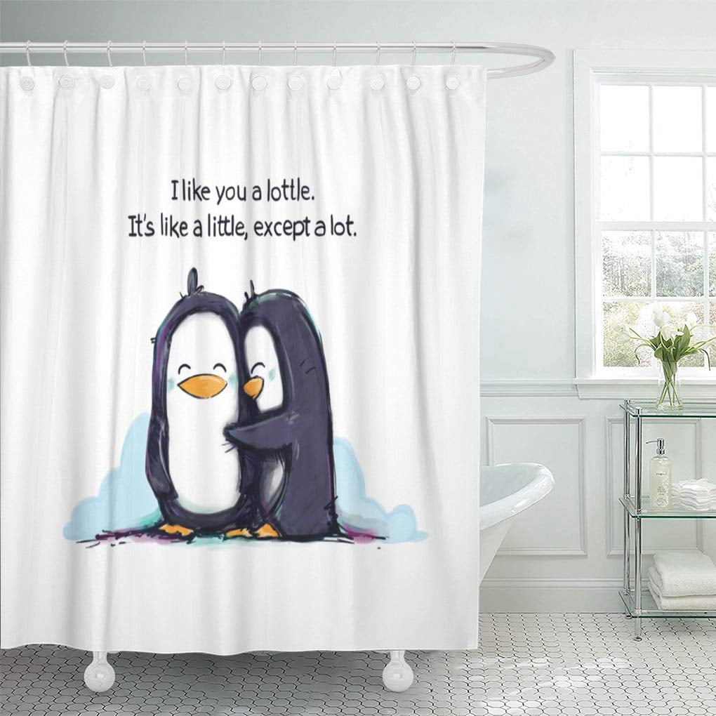 CYNLON Love I Like Lottle Penguins Crush Cute Hug Friendship Bathroom ...