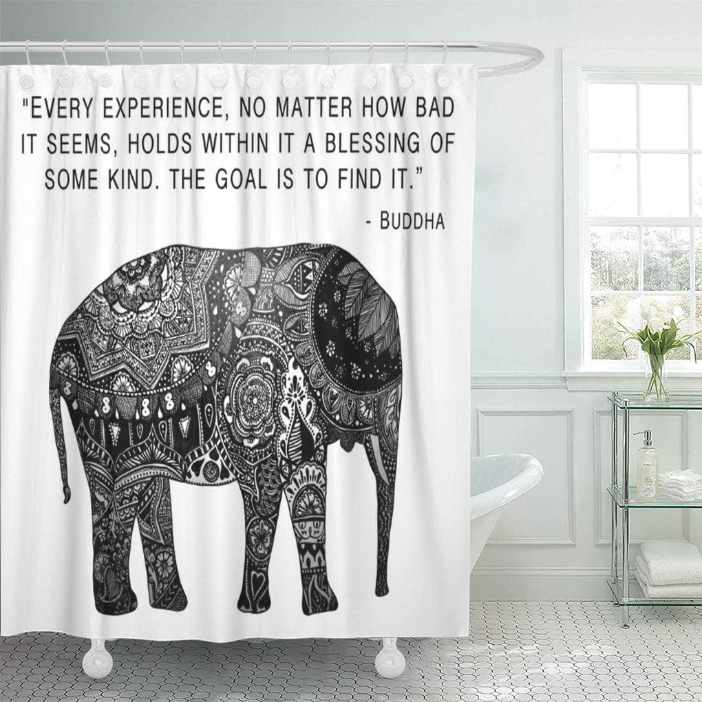 CYNLON Pattern Henna Elephant India Bathroom Decor Bath Shower Curtain ...