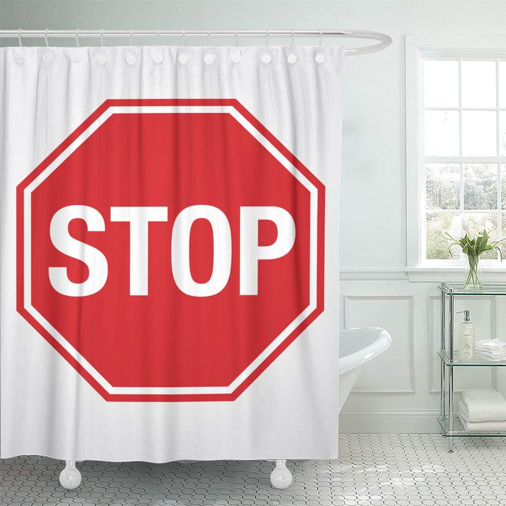 CYNLON Red Road Stop Sign Warning Traffic Bus Truck Driving Bathroom ...