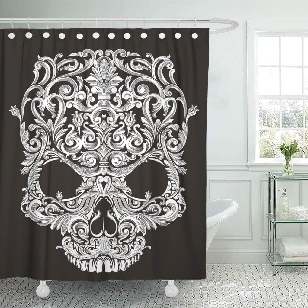 CYNLON Rose Skull of Floral Shapes Tattoo Baroque Gothic Voodoo ...