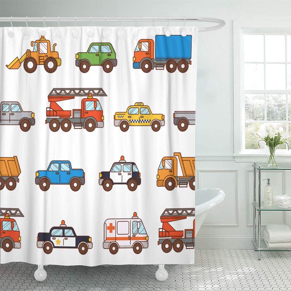 CYNLON Seamless Pattern Cars Isolated on White Background in Cartoon ...