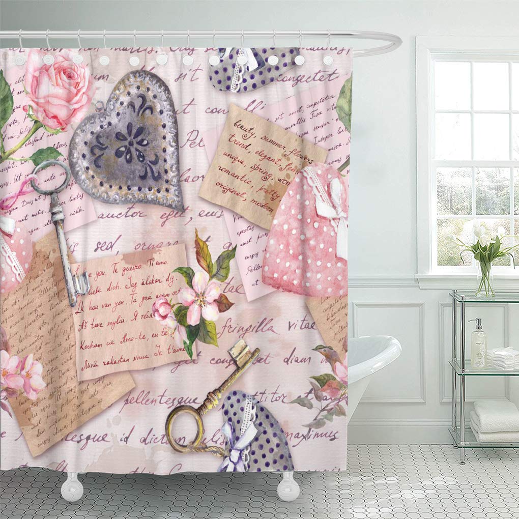 CYNLON Vintage Background Flowers Hand Written Letters Keys Roses and ...