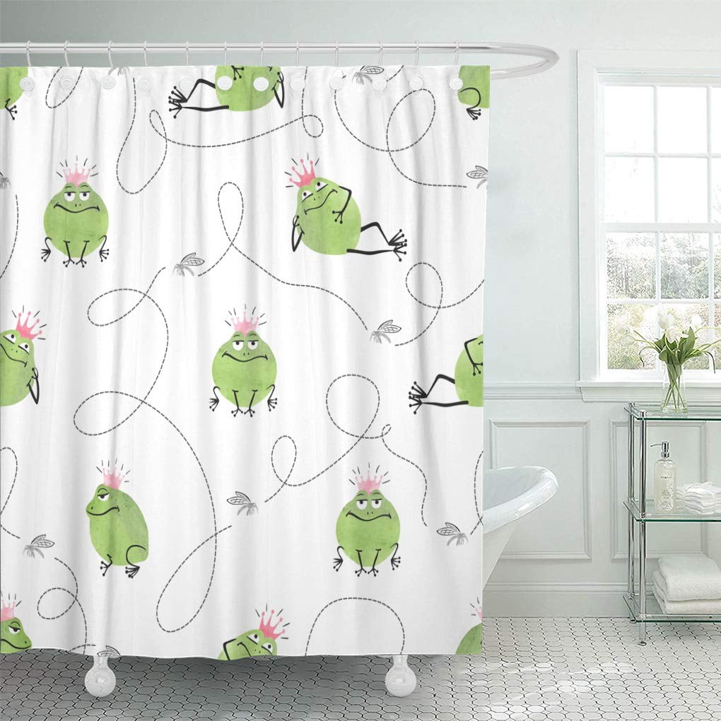 CYNLON Watercolor Pattern Cute Frogs and Mosquitoes Vec Funny Green ...