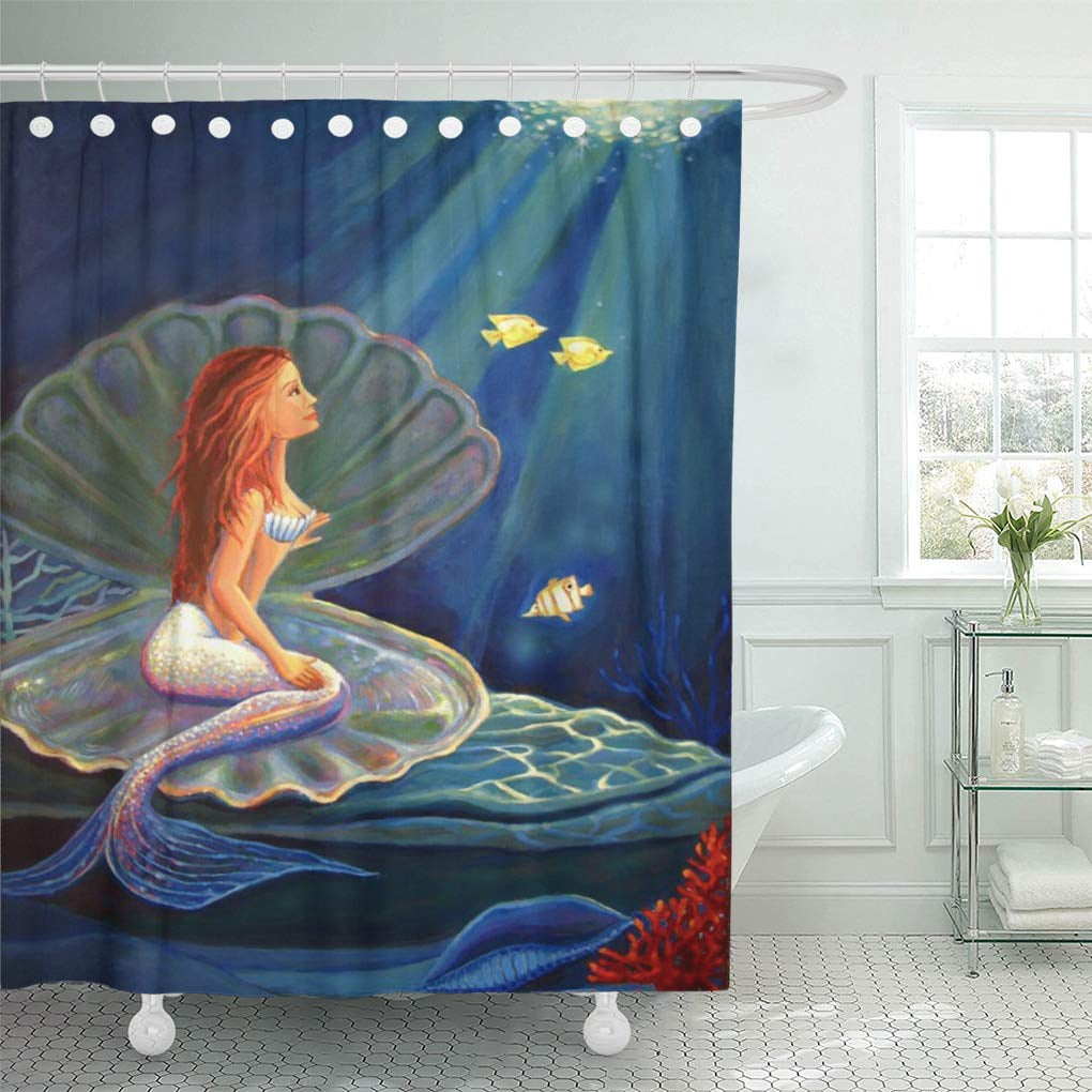 CYNLON Whimsical The Clamshell Mermaid Redheads Susan Rodio Bathroom ...
