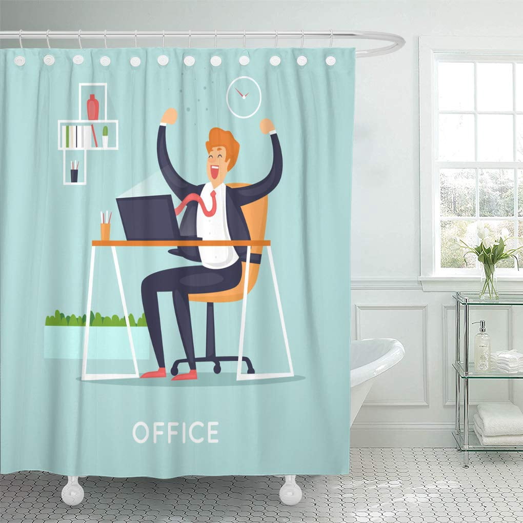 CYNLON White Work Businessman is Happy in The Office Flat Bathroom ...