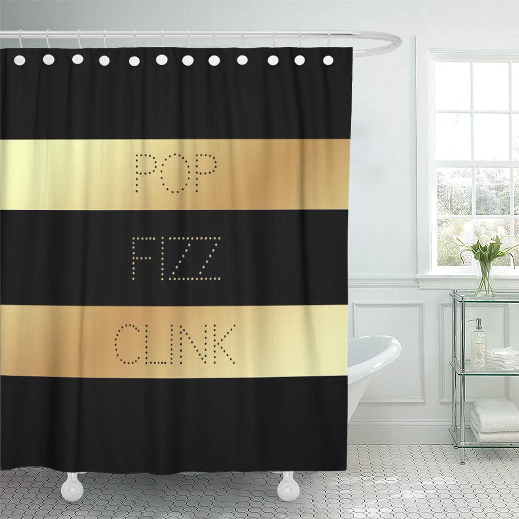 CYNLON Years Faux Gold and Black Stripes Pop Fizz Eve Bathroom Decor ...