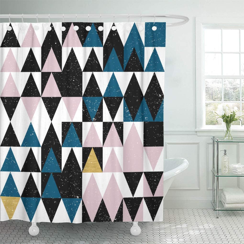 CYNLON Yellow Triangles Pattern in Pastel Pink Blue Black White ...