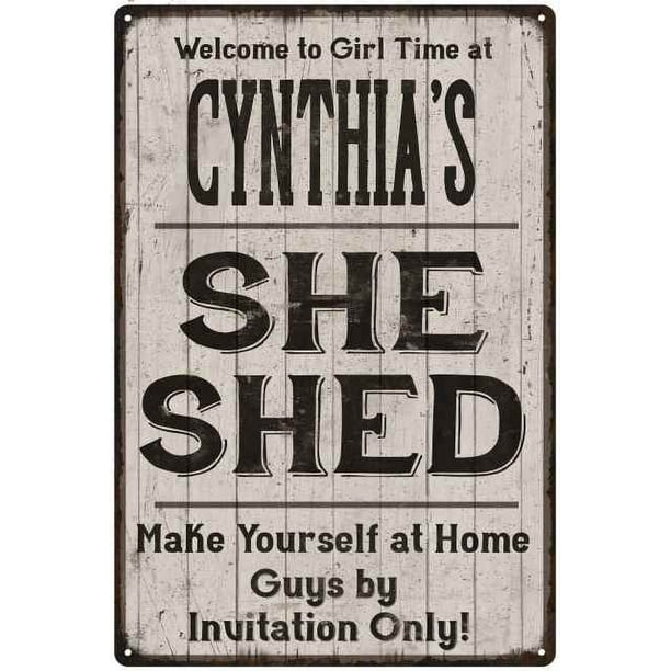 CYNTHIA'S She Shed Sign Lady Cave Gift 8 x 12 High Gloss Metal ...