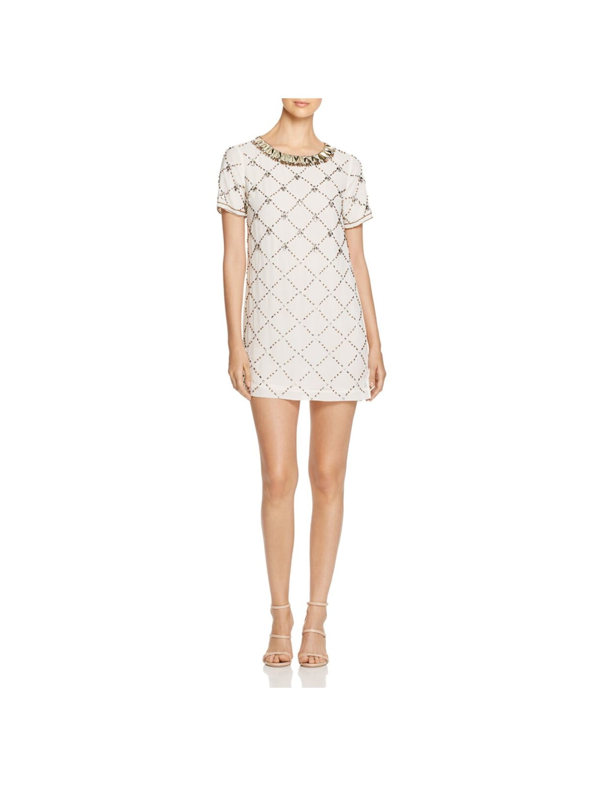 CYNTHIA STEFFE Womens Ivory Poplin Beaded Slitted Button Clasp Keyhole ...